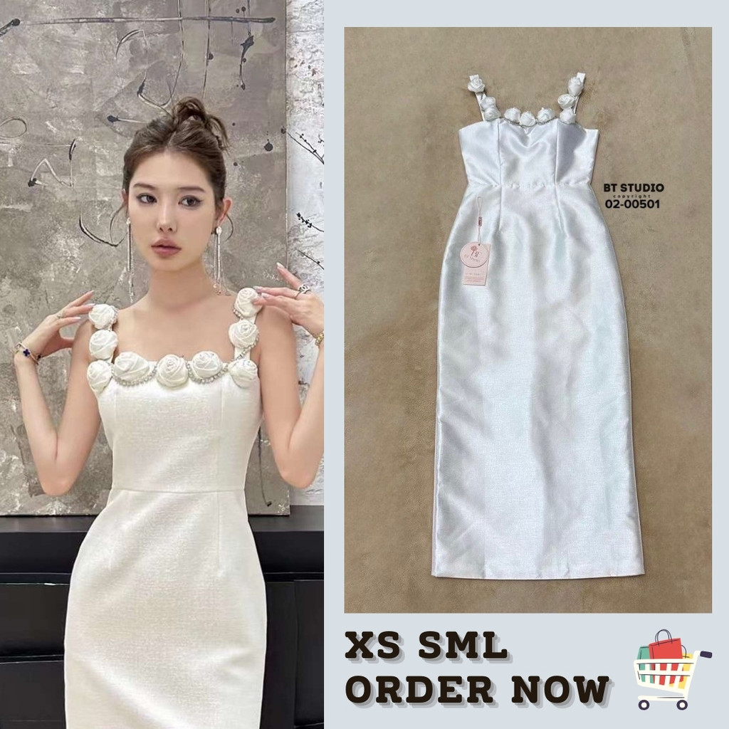 XS-L Party Dress White Long BT Studio Signage Engagement Pre-Wedding ...