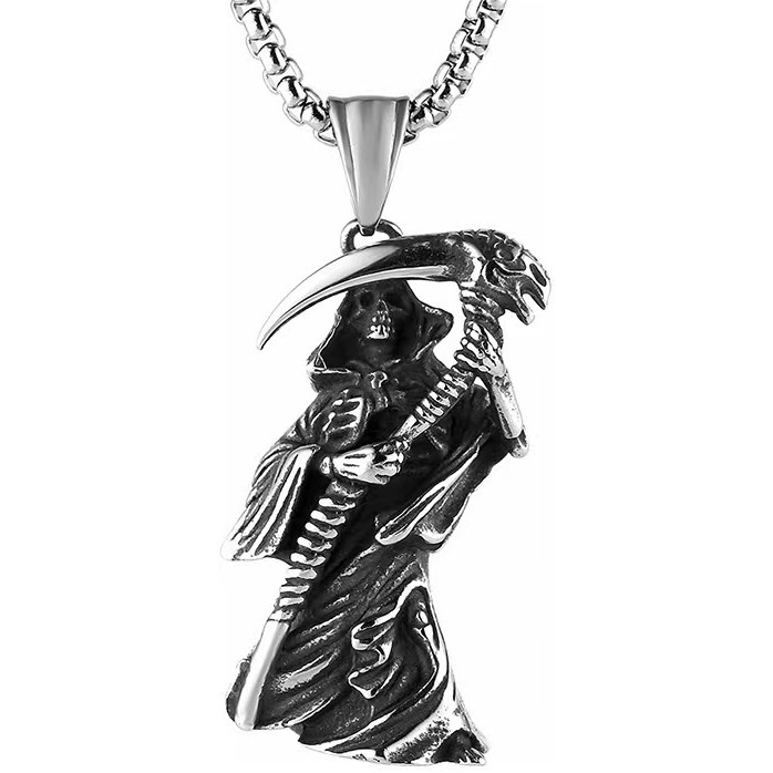 Men necklace, Santa Claus death design, death skeleton scythe necklace ...