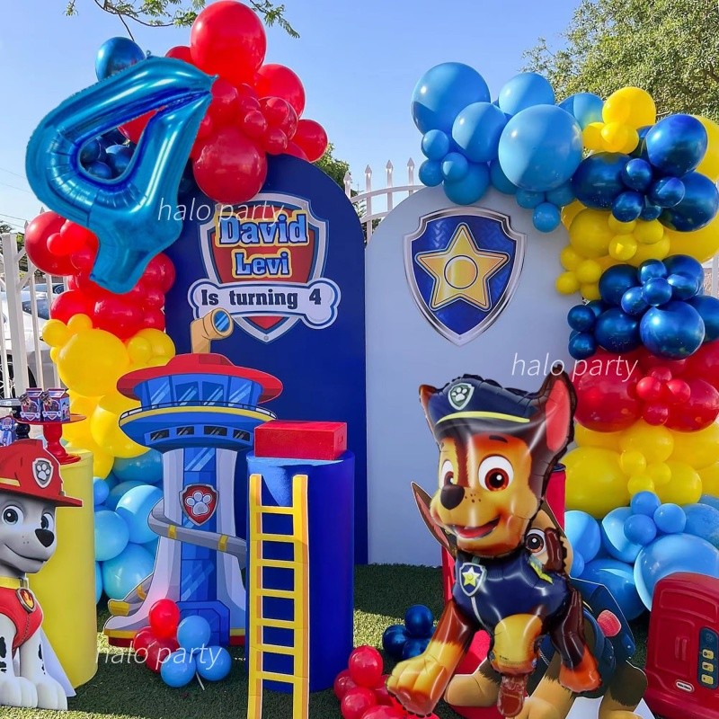 Paw Patrol Theme Balloon Garland Arch Kit Bone Paw Print Balloons for Birthday Party Baby Shower ...