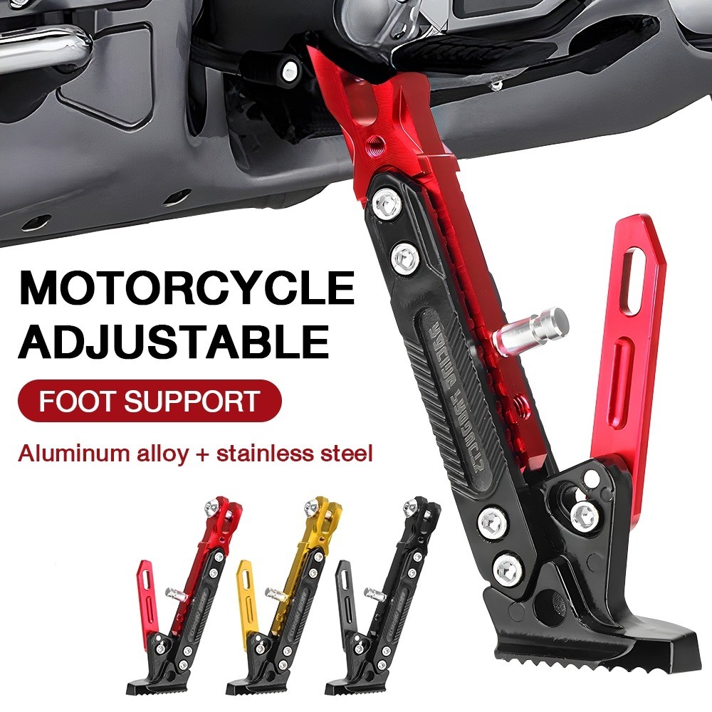 Motorcycle Side Stand CNC Full Aluminum Alloy Universal Adjustable Foot ...