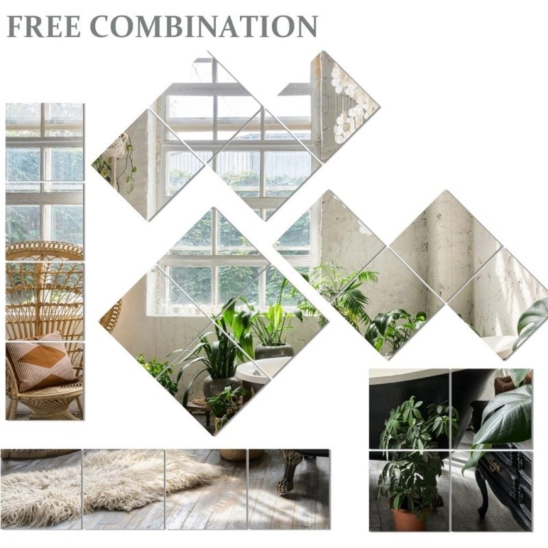 20*20cm Mirror Sticker Wall Acrylic Mirror Wall Sticker Self Adhesive ...