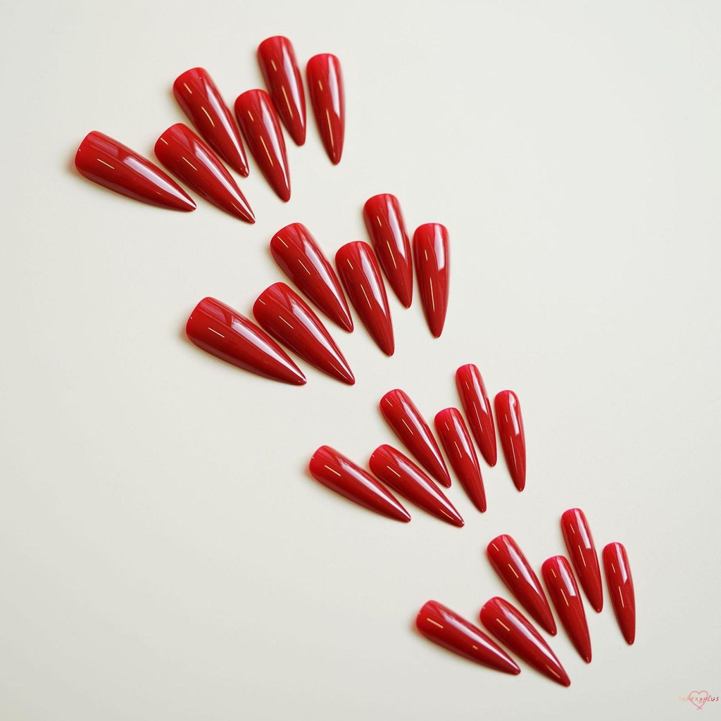 Solid Red Long Press on Nails Durable & Never Splitting Comfort Fake ...