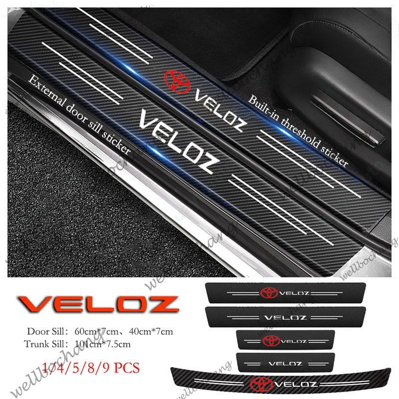 Toyota Veloz Car Door Sill Sticker Anti-Scratch Carbon Fiber leather ...