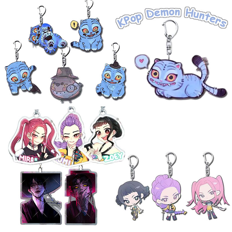 KPop Demon Hunters Keychain Acrylic Derpy Tiger HUNTR/X and Saja Boys ...