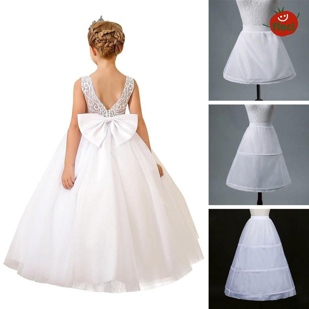 FLECI Crinoline Skirt, Short White Girls Petticoat Crinoline, 1/2/3 ...