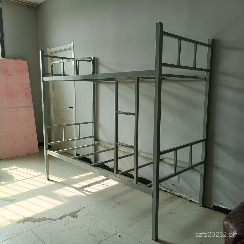 Non-Slip Ladder Bunk Bed Frame Upper and Lower Student Double Bed ...