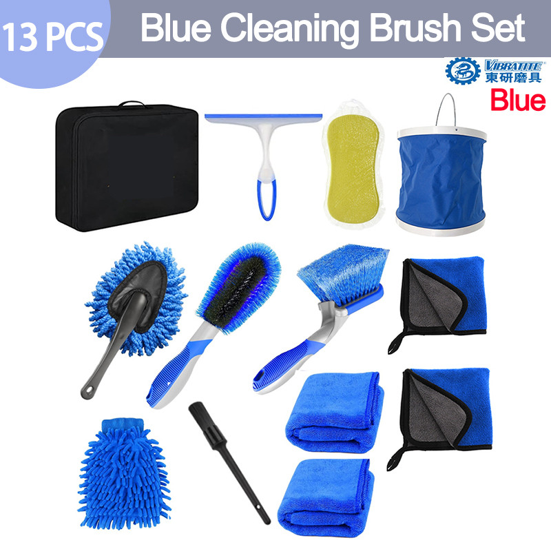 Car Cleaning Brush Set Blue 13 Piece Set For Car Cleaning Wheel ...