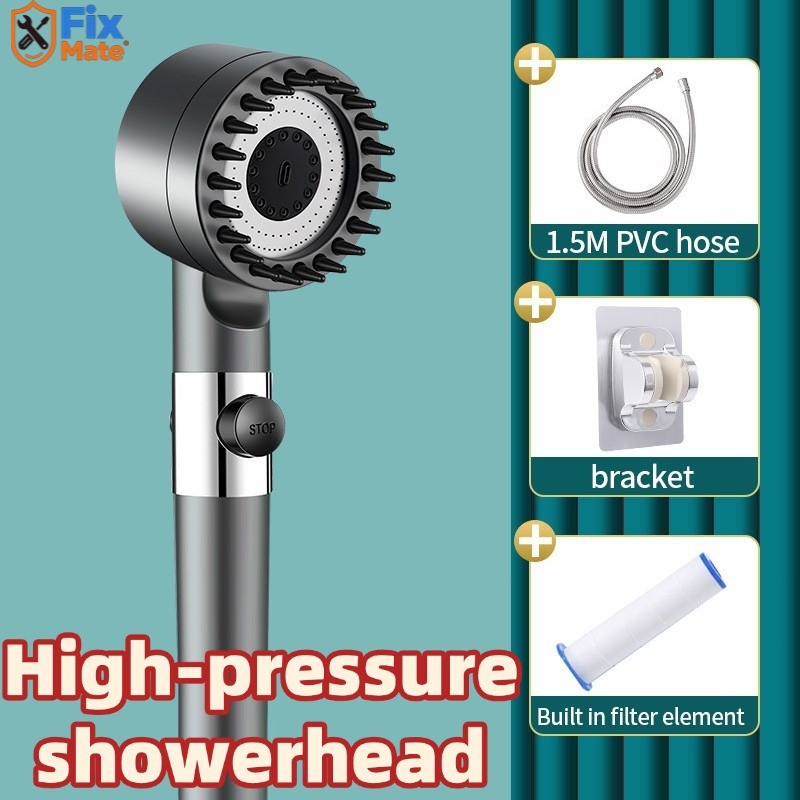 High Pressure Shower Head Handheld Three-Speed Adjustment Grey Shower ...