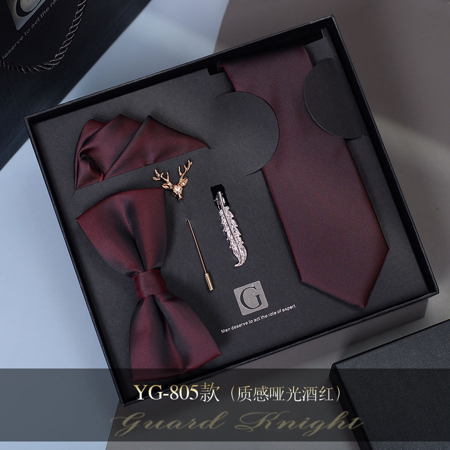 Tie Set Gift Box Wedding Groom Formal European and American Casual Bow ...