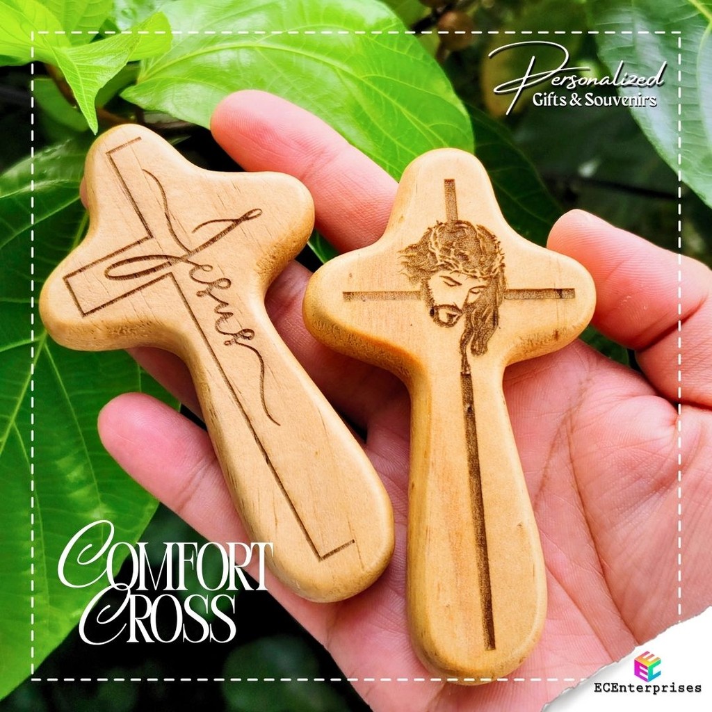 Personalized 10cm Wooden Comfort Cross | INCLUDES Engraving Prayer ...