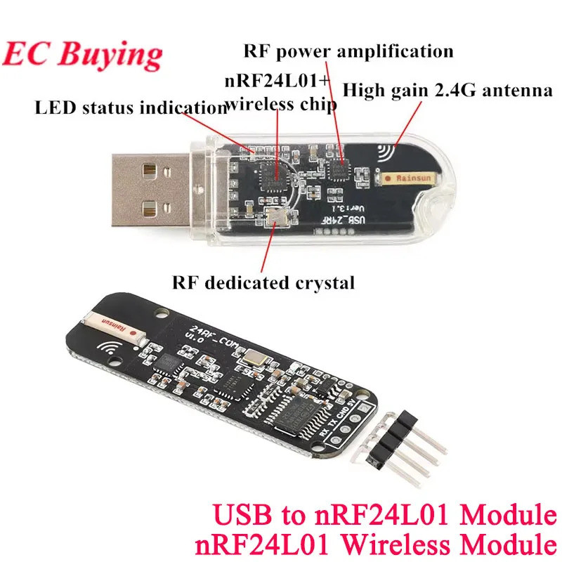 nRF24L01 Wireless Data Transmission Module 2.4G Serial Port USB TTL to ...