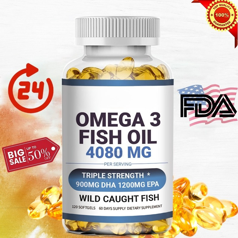 Fish Oil Omega-3 4080mg Rich in EPA & DHA Supports Heart, Brain, Skin ...