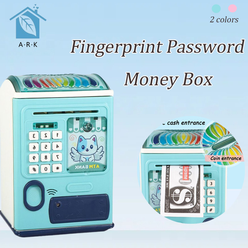 Kids Fingerprint Password Money Box Saving Safe Box Auto Scroll Paper ...