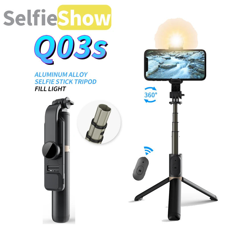 Selfieshow Q03s Fill Light Bluetooth Tripod Selfie Stick Wireless ...