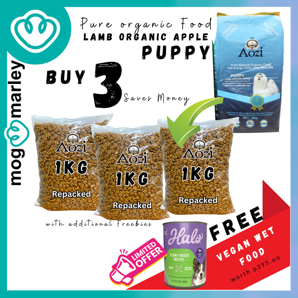 Buy3 Aozi Lamb Organic Apple Puppy Dog Organic Food for all Breeds 1kg ...