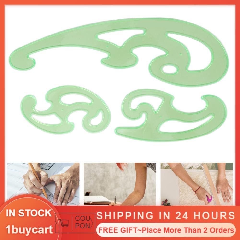 1buycart Curve Ruler 3 Pcs Drawing Template Quick Cloud Shape Flexible ...