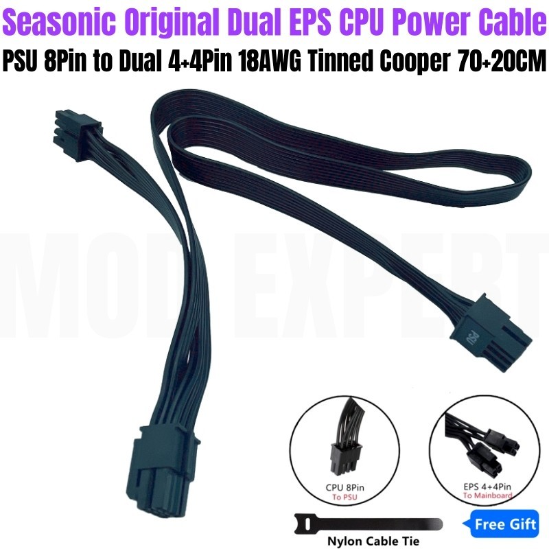 Original Seasonic PSU 8Pin to Dual 4+4Pin CPU Power Modular Cable for ...