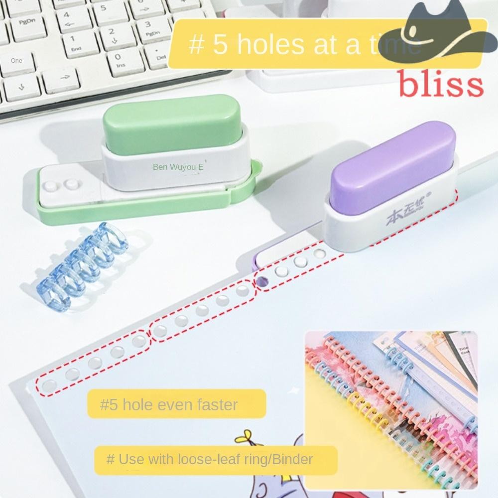 BLISS 5-Hole Paper Punch, 6mm Mini Hand Account Hole Puncher, Paper ...