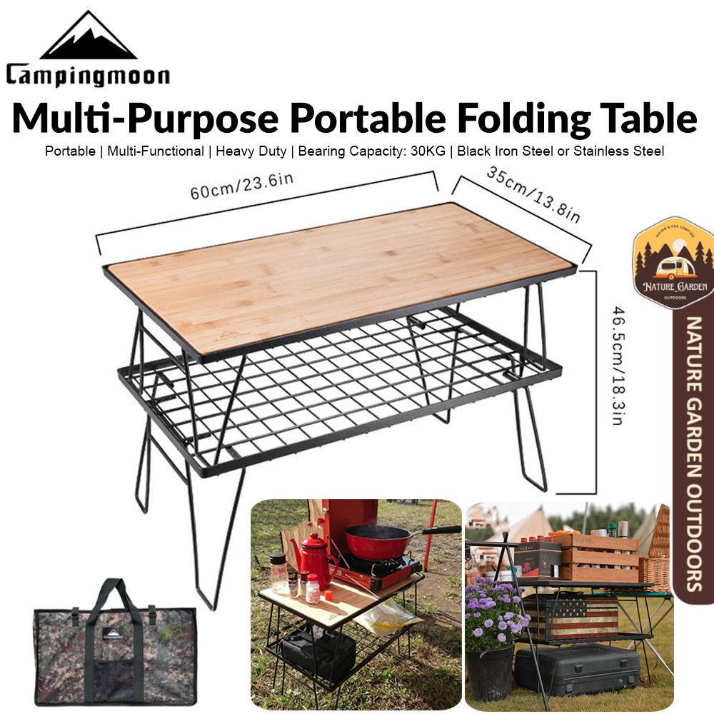 CAMPINGMOON Iron Stainless Steel Stackable Camping Portable Folding ...