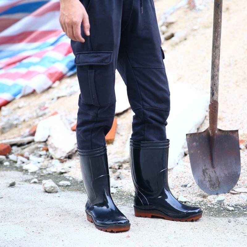 Hawk WORK BOOTS RAIN Boots for Mens Black Waterproof Shoes Rubber Boots ...