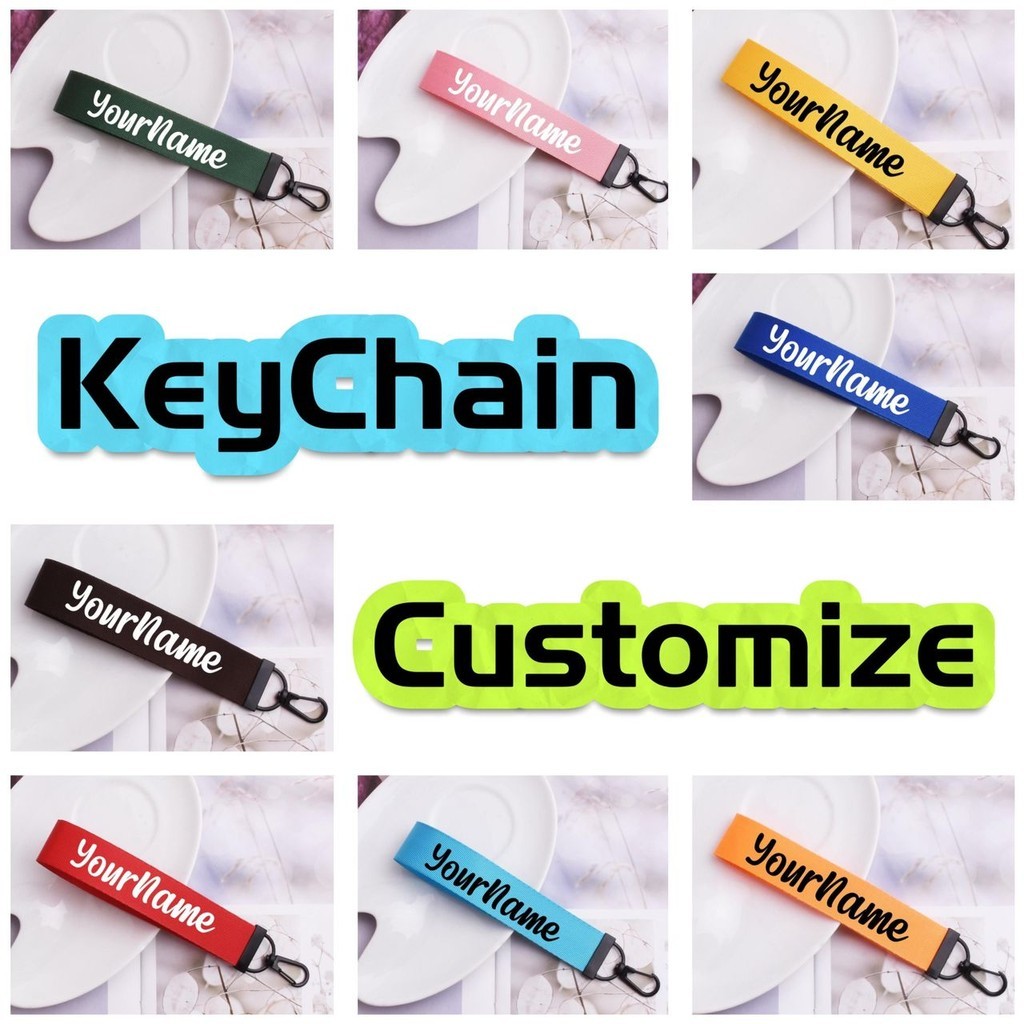 Customize Keychain Personalized Name Logo Teks Fabric Keychains NO MOQ ...