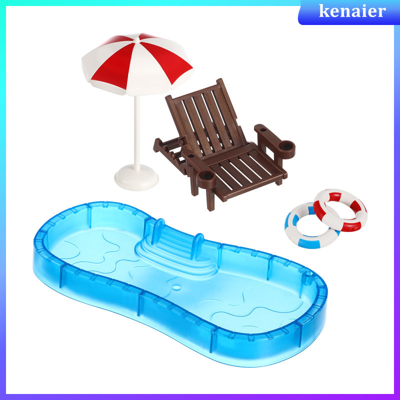 Tiny House Furniture Kids Mini Toy Miniature Swimming Pool Decor Doll ...