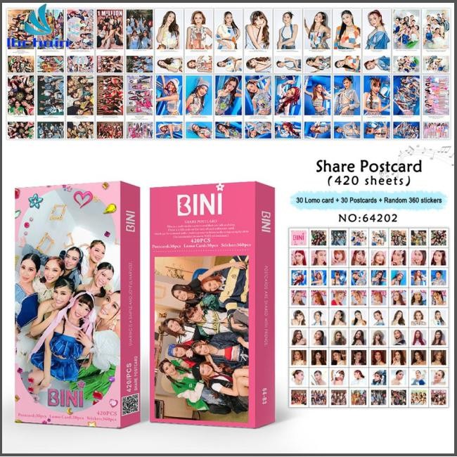 Clearance Sale!! Kpop BINI Photocard Pop Stars Girl Group Share Postcard Blessing Card Fans ...