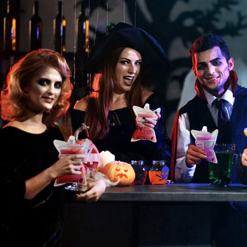 10 Pcs Halloween Blood Bags for Drinks 8.5 oz Iv Drink Bags Fake Blood ...