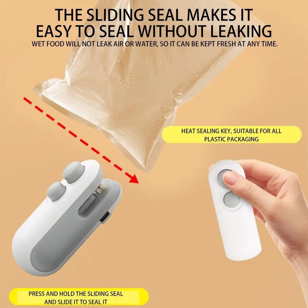 Mini Rechargeable Sealer Plastic Package Snack Sealer Clip Bag Handheld ...