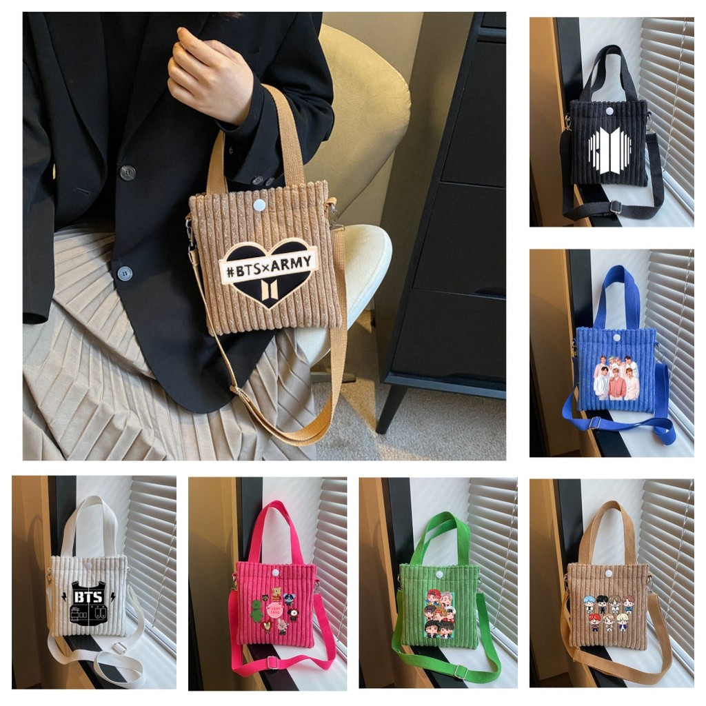 Korean Crossbody Bag BTS Bag Fashion Corduroy Bag Cute Student Bag ...