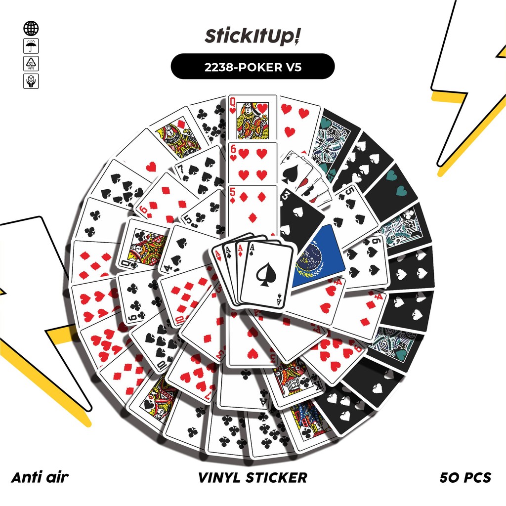 HP 50 Pcs POKER V5 Cute Aesthetic Vinyl Waterproof Stickers Pack for ...