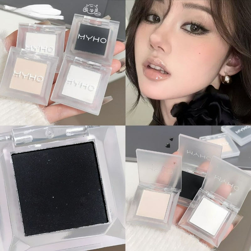 White Black Matte Highlight Palettes Bright Eye Shadow Powder Pigment ...