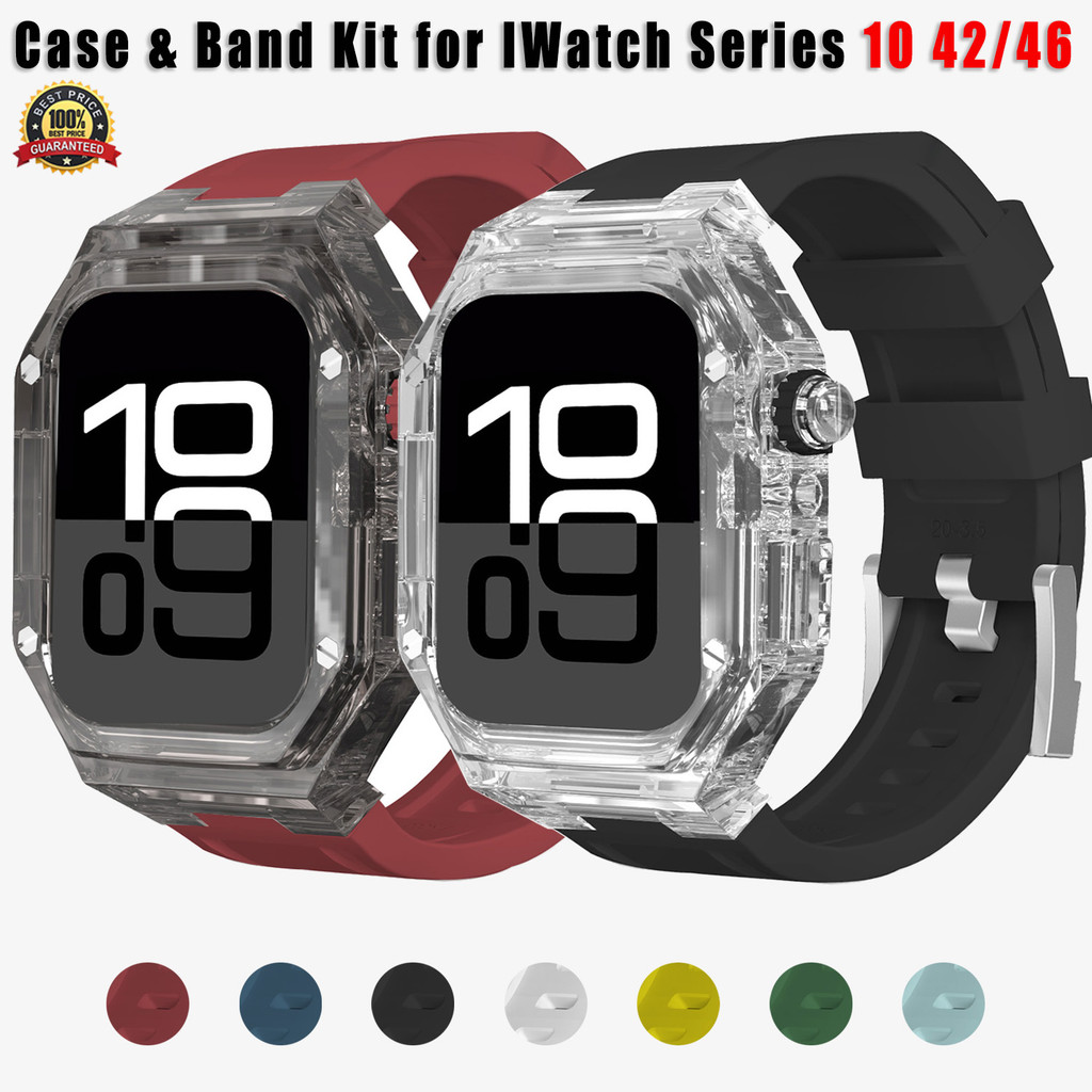 Refit Mod Transparent Modification Kit Strap + Case For Apple watch 10 ...