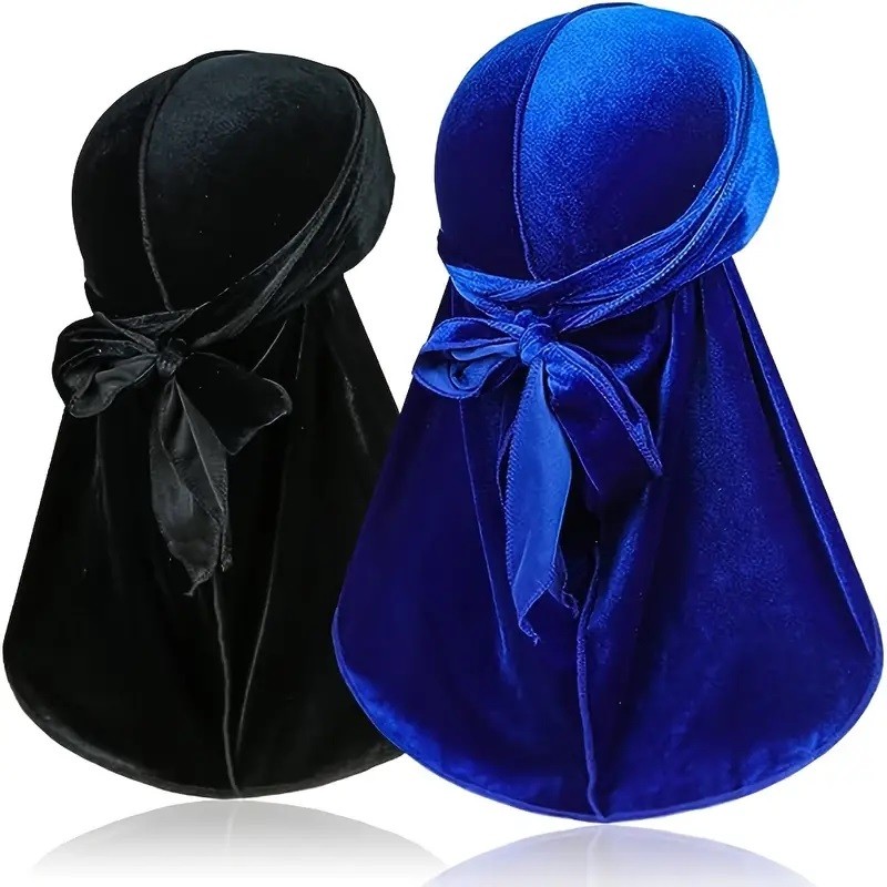 Velvet Durags For Men Long Tail Doo Rag Velvet Men Du Rag Bandana Shiny ...