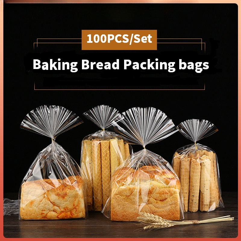 100Pcs Toast Bread Packaging Bags Bread Plastic Bag Sandwich Cookies ...