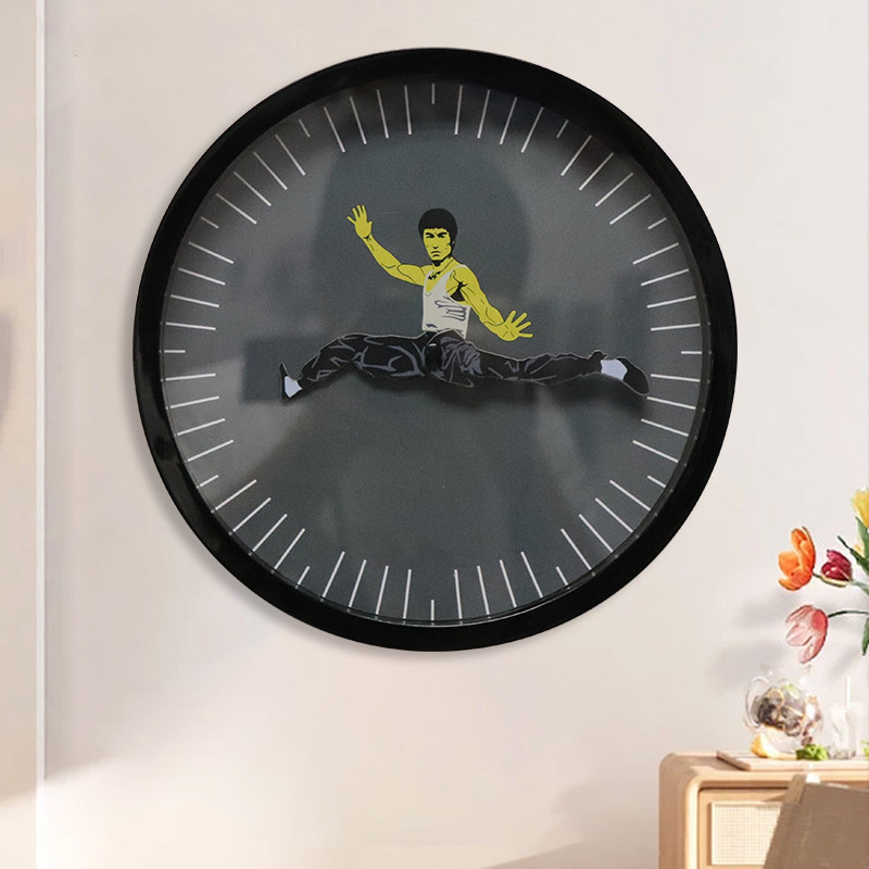 Kungfu Clock Cute Bruce Lee Wall Clock Creative Hang Clock Home Decor ...