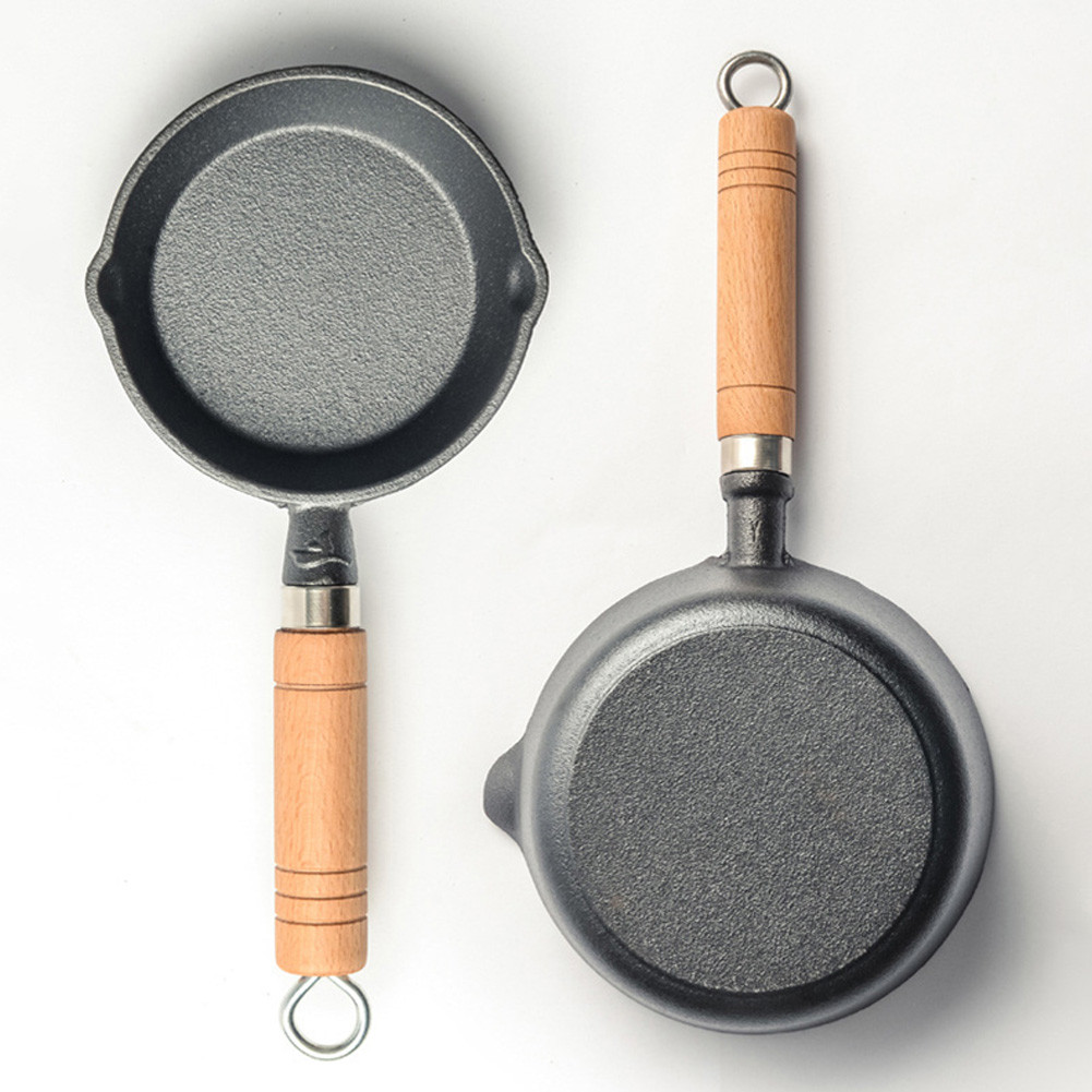 Cast Iron Milk Pan with Pour Spout Non-Stick Hot Oil Pan Butter Melting ...