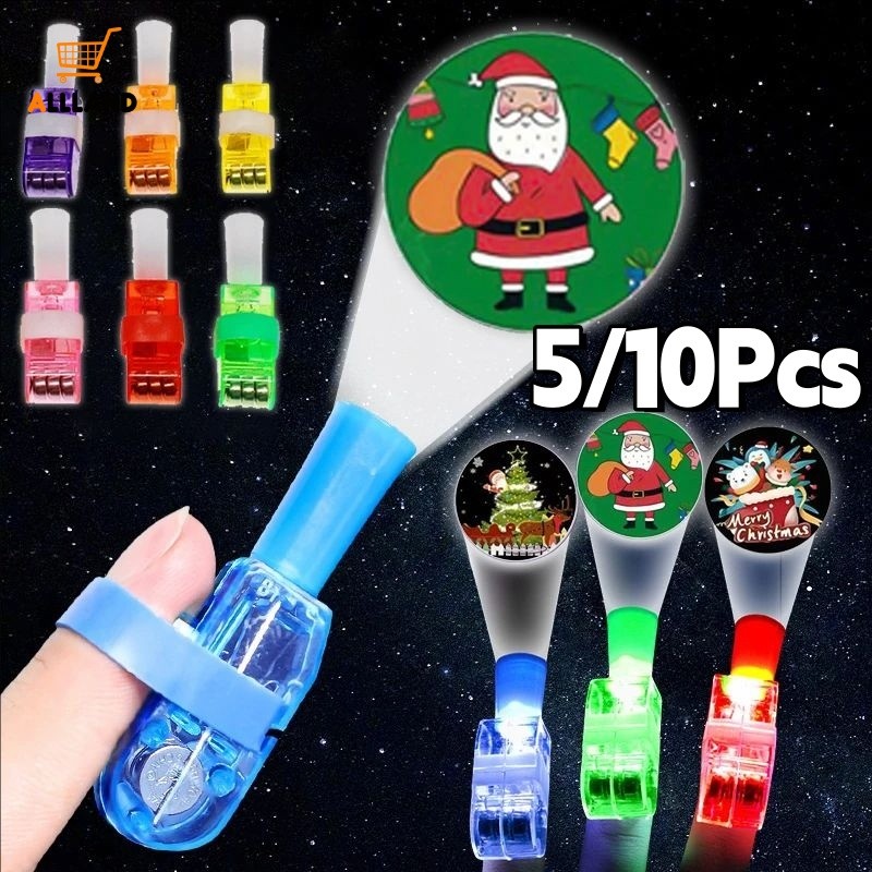 Novelty Fun Christmas Projection Finger Light Toy - LED Glowing Cartoon ...