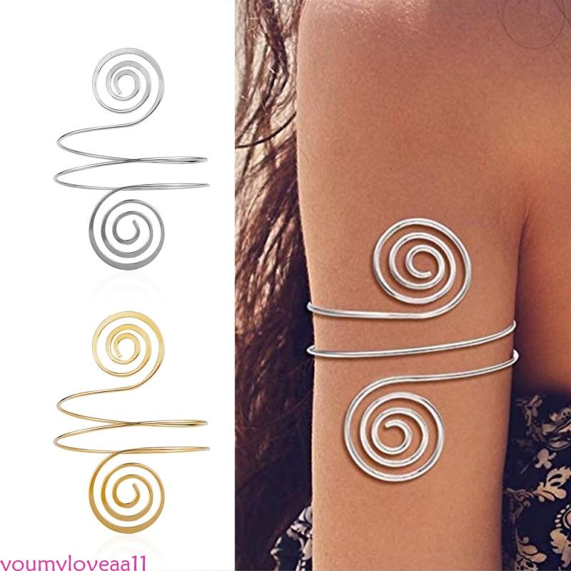 youmyloveaa Metal Arm Cuff Upper Arm Bracelet Band for Women Gold ...
