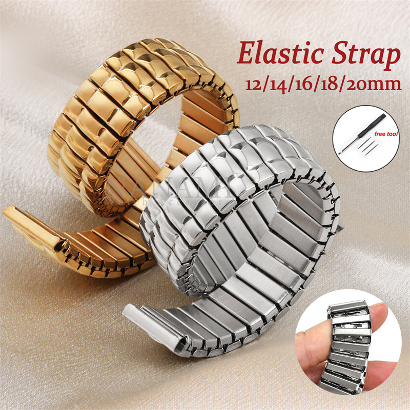 Elastic Stainless Steel Watch Strap 12mm 14mm 16mm 18mm 20mm Metal ...