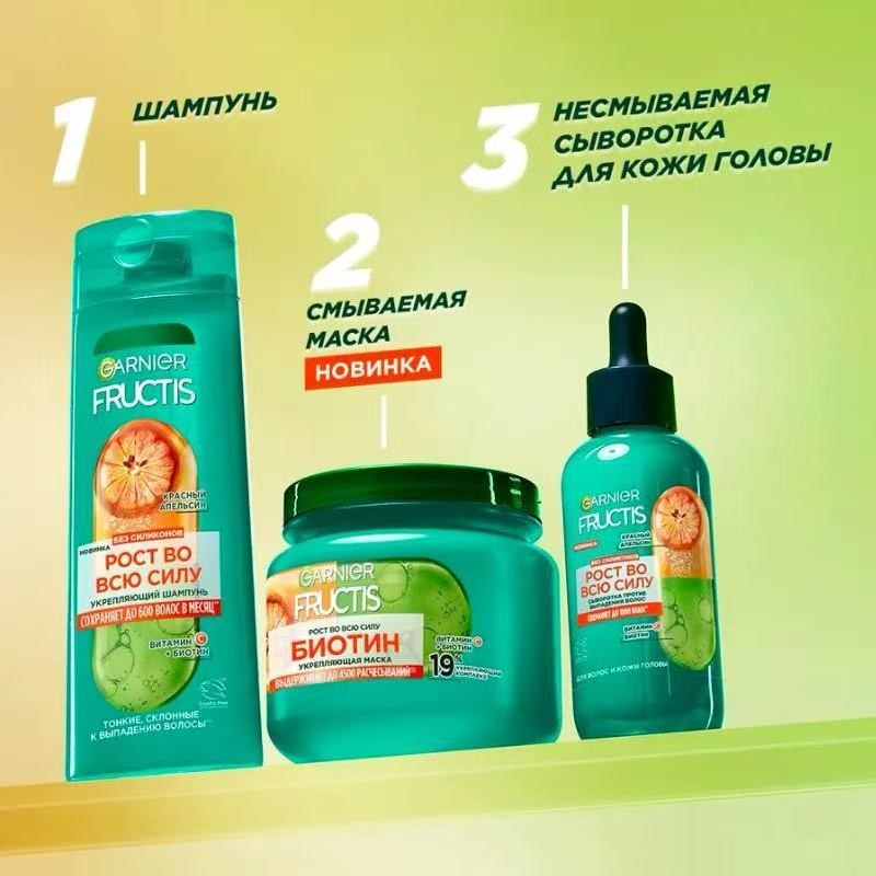 New Product#Russian Garnier VC Blood Orange Shampoo Hair Growth Serum ...
