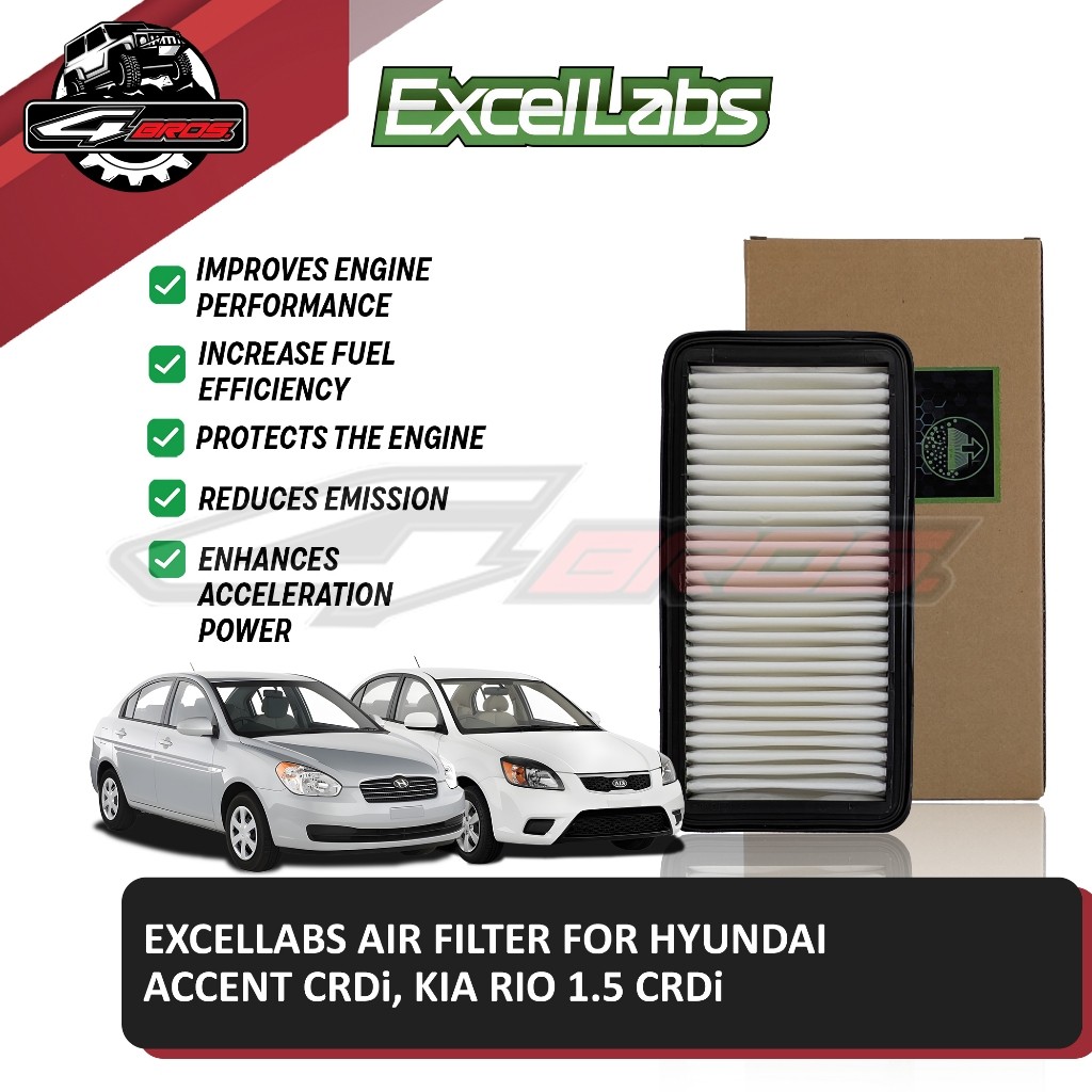 Excellabs Air Filter for Hyundai Accent CRDi 2005 to 2010, KIA RIO 1.5 ...