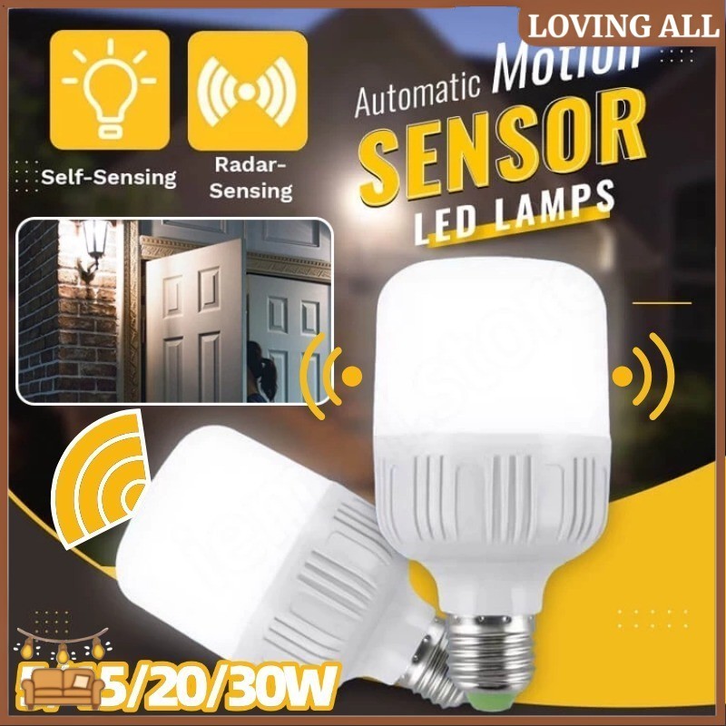 LED Sensing Light Sound Motion Sensor Bulb E27 Automatic Smart Radar ...