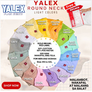 YALEX T-Shirt LIGHT COLORS Round Neck Red Label Gold Tag Plain Shirt ...