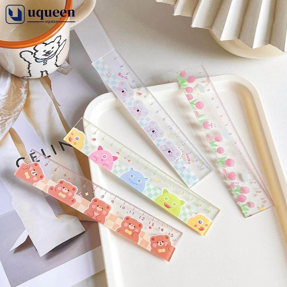 UQUEEN Trendy Ins Ruler Transparent Aesthetic Stationery Scale Creative ...