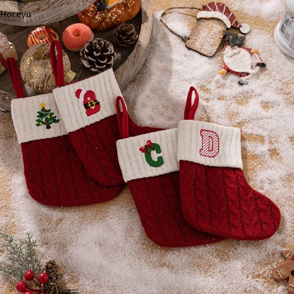HOCEYU Merry Christmas Socks, Red Christmas Hat Pattern Letter ...
