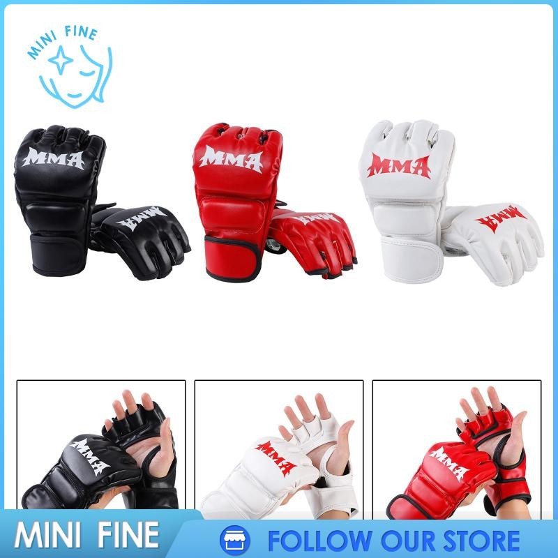 [ Mma Gloves Half Finger Training Mitts Kickboxing Gloves Open Palms ...