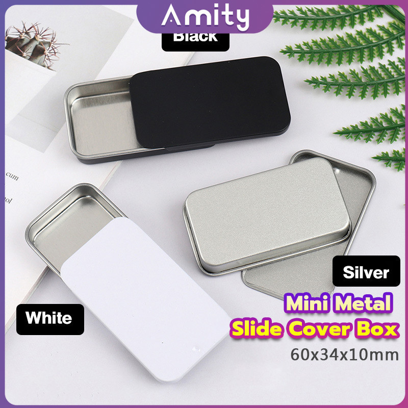 Amity Mini Metal Slide Cover Box for Pill Candy Storage Tin Boxes ...
