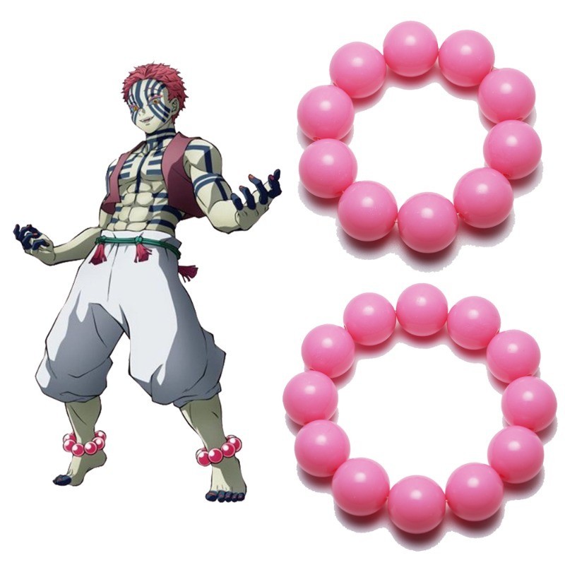 Anime Demon Slayer Akaza Hakuji Anklets Kimetsu No Yaiba Bead Bracelet ...
