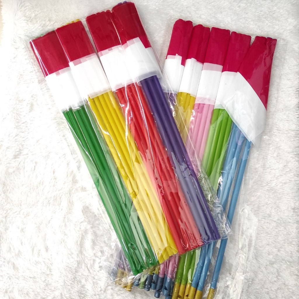 PUTIH MERAH 20 Red and White Plastic Flags Red and White Flags Whistle ...